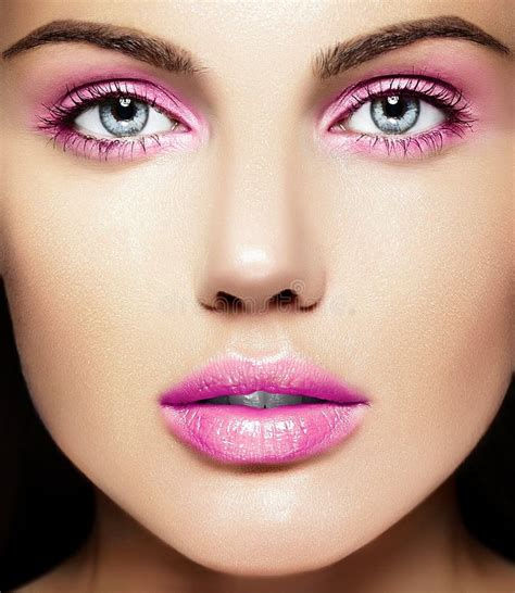 Beauty Portrait Of Sensual Model With Colorful Makeup Stock Image