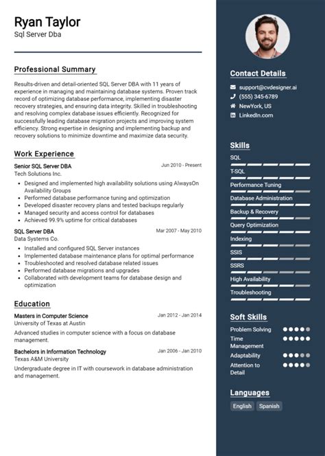 Sql Server DBA Resume Example For 2024 Expert Tips CVDesigner Ai