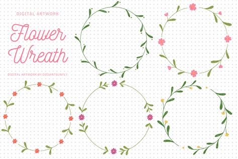 Doodle Flower Wreath Clipart Graphic By DigiArtSunfly Creative Fabrica