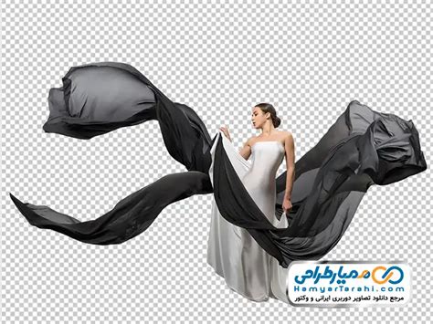 تصویر با کیفیت خانم با لباس سفید و پارچه سیاه روان 06297018