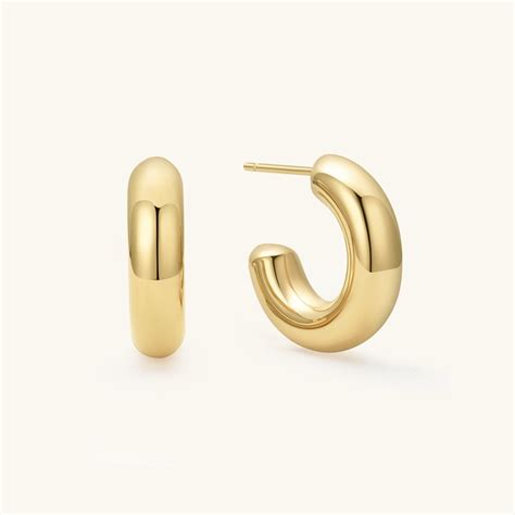 18k Gold Hoop Earrings Gold Hoops Chunky Gold Hoops Earrings For Women
