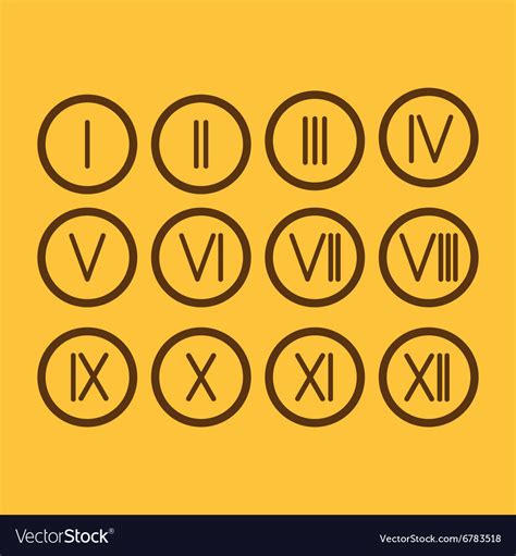 Set Roman Numerals 1 12 Icon Royalty Free Vector Image