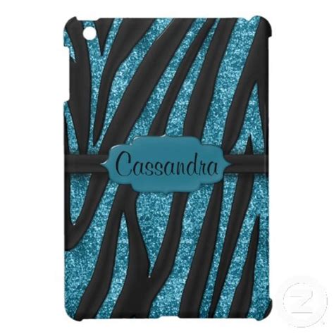 Cute Blue Black Glittery Zebra Print Ipad Mini Case