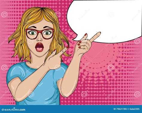 Girl Surprised Pop Art Style Wow Stock Vector Illustration Of