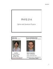 Lecture01 Intro Wave 10 15 15 PHYS 214 Optics And Quantum Physics