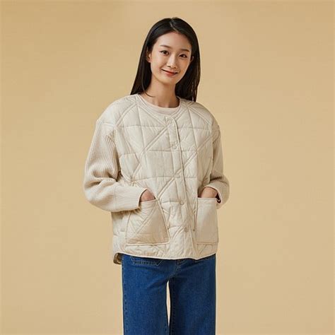 Jaju자주 여 사각 퀼팅 니트 소매 다운필 점퍼 Sivillage 에스아이빌리지