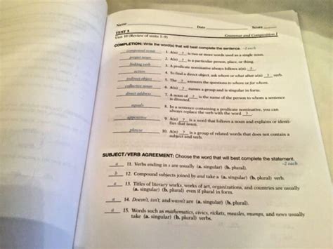 Th Grade Abeka Grammer Composition Work Text Iii Quiz Test Iii Hot