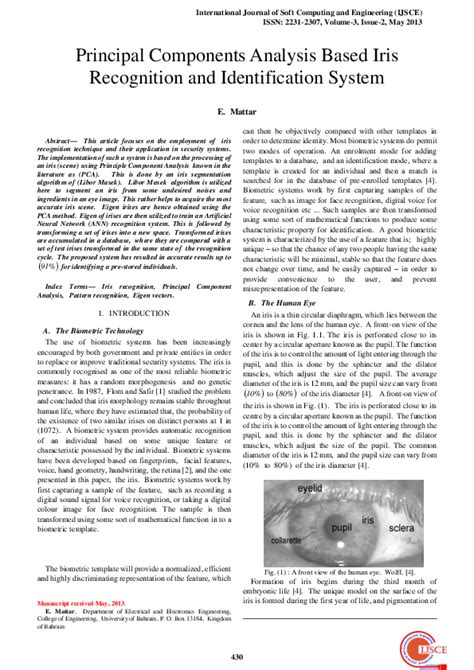Pdf Principal Components Analysis Based Iris Recognition And
