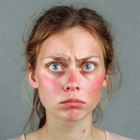 Portrait Of A Woman With A Severe Allergic Reaction Premium Ai