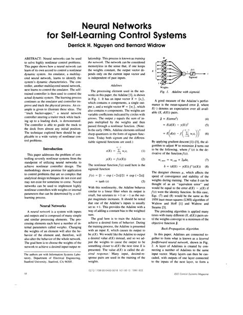 pdf neural network for self learning control systems