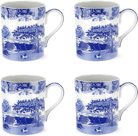Spode Blue Italian Mug Set Of 4 Jumbo Coffee Cup 16
