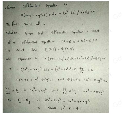 solved what is the value of k that will make the differential equation