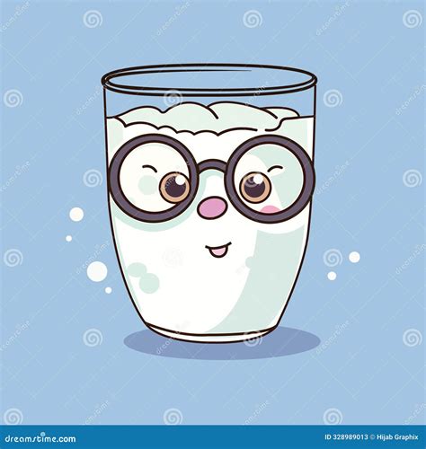 Milk Glass Cartoon Character With Glasses Stock Vector Illustration