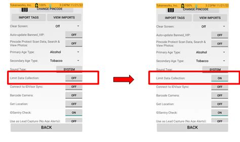 disable the saving of data and limiting data collection