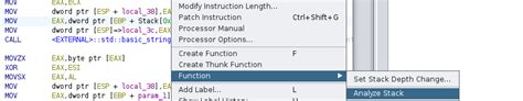 ghidra 11 0 what does function analyze stack option do reverse