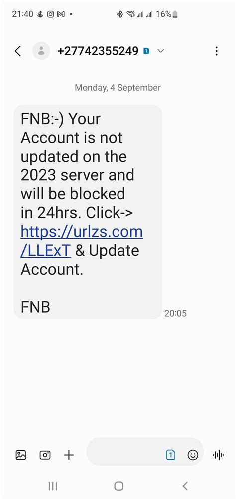 FNB Phishing SMS Comp U Train Computer Training