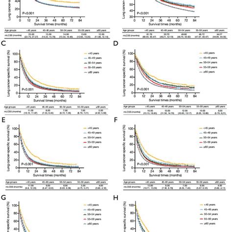 Comparison Of Kaplan Meier Lcss Curves For Patients Across Age Groups