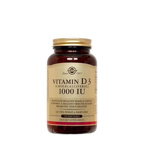 Solgar Vitamin D3 Cholecalciferol 1000 Iu 250 Softgels