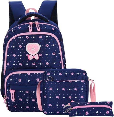 Vbiger Cartable Fille Primaire 3 en 1 Sac à Dos Enfant Scolair en Nylon
