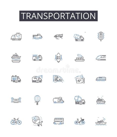 Transportation Line Icons Collection Commute Transit Travel