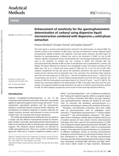 Pdf Enhancement Of Sensitivity For The Spectrophotometric