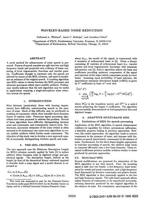 pdf wavelet based noise reduction