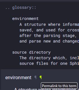 Glossary Directive Produces Permalinks Issue Jbms Sphinx