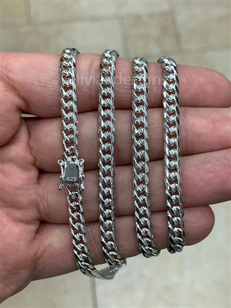 925 Solid Sterling Silver Miami Cuban 5mm Men Boyfriend Father Dad Gift Best Seller Heavy Chain