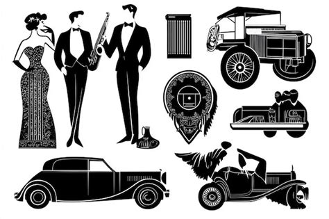 Set Of Vintage Great Gatsby Clipart Premium Ai Generated Vector