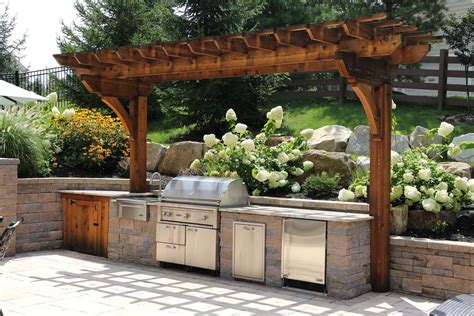 Outdoor Kitchen With Pergola Design B48 160121 Hc