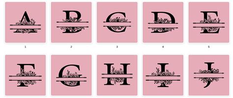 Floral Split Monogram Svg Png Flower Monogram Clipart Floral Letter