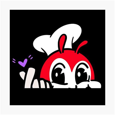 Jollibee Peeking Finger Heart Filipino Sticker Black Photographic Print For Sale By Aydapadi