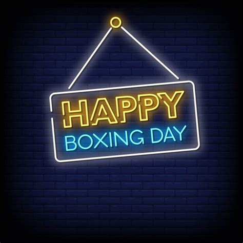 Premium Vector Happy Boxing Day Neon Signs Style Text Vector
