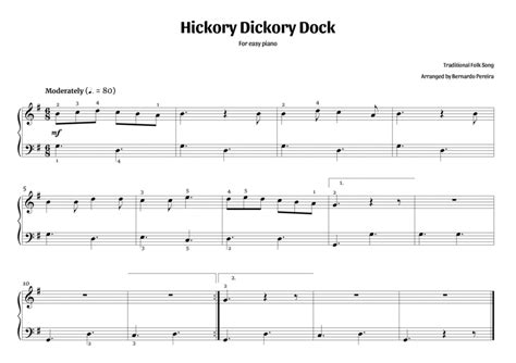 Hickory Dickory Dock Easy Piano G Major By Folk Song Easy Piano