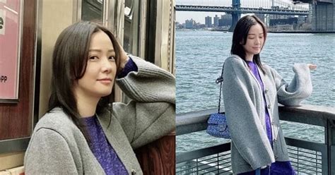 ‘뉴욕댁 손태영 전철로 나선 봄 외출 햇살 맞은 꾸안꾸 니트 나들이룩 패션엔