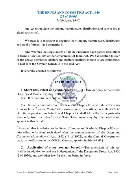 Drugs And Cosmetics Act 1940 Pdf Ayurveda Search And Seizure