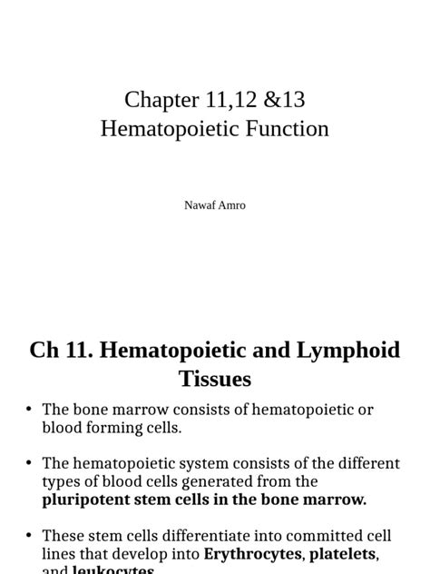 Ch 1112 13 Hematopoietic Function Pdf Coagulation Platelet