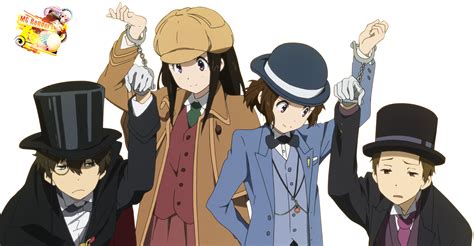 Chitanda Eru Oreki Houtarou Ibara Mayaka Fukube Satoshi Render Anime PNG Image Without