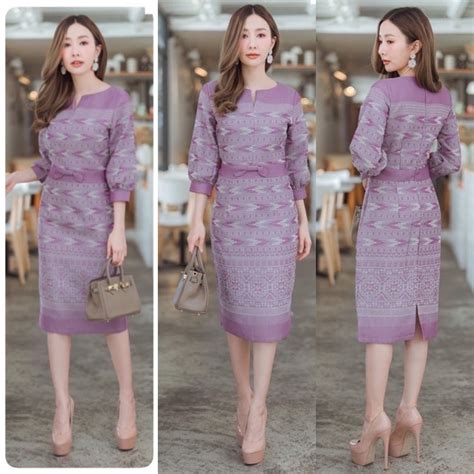ชุดผ้าไทย เดรสผ้าทอลายไทย สวยหรู ห้องเสื้อเกษร Kasorn Kloset