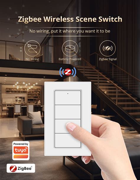 Zemismart Tuya Zigbee 3 Gang Wireless Scene Push Button Portable Switch