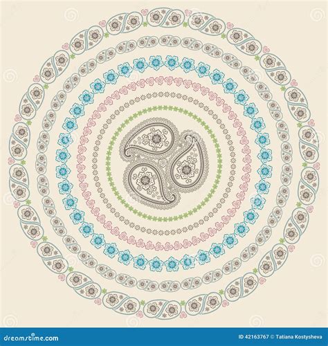 Ensemble De Cadre De Cercle De Paisley Motif D Oriental De Vecteur Illustration De Vecteur