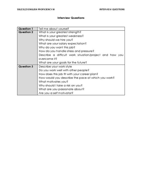 Sample Interview Questions Pdf