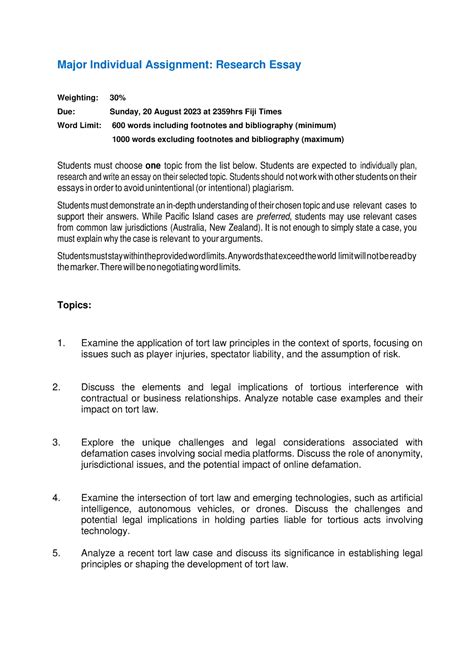 Lw204 2023 Individual Research Essay Instruction Major Individual