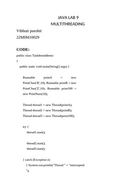 Java Lab 9docx Pdf Thread Computing Software Engineering