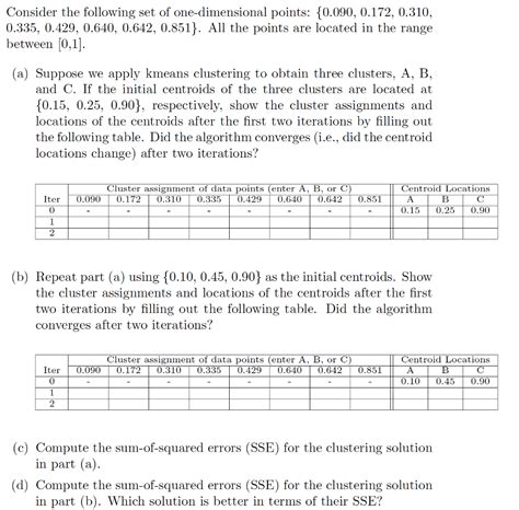 Consider The Following Set Of One Dimensional Points