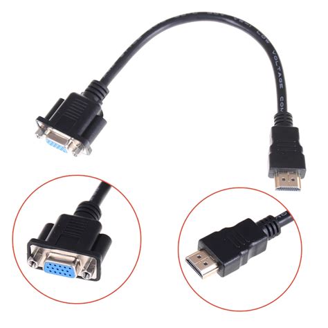 1pc 30cm Hdmi Male To Vga D Sub 15 Pin Female Video Adapter Converter