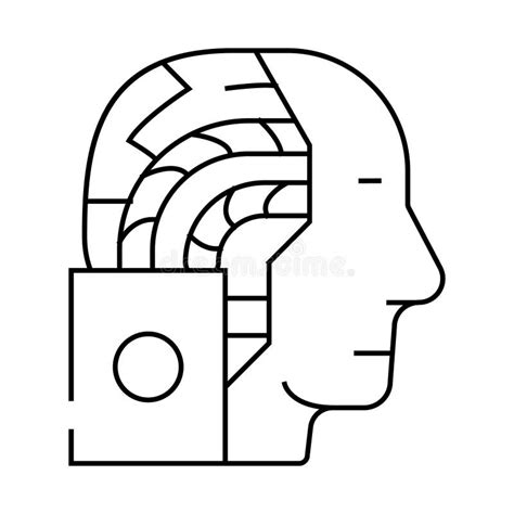Artificial Intelligence Robot Line Icon Vector Illustration Stock