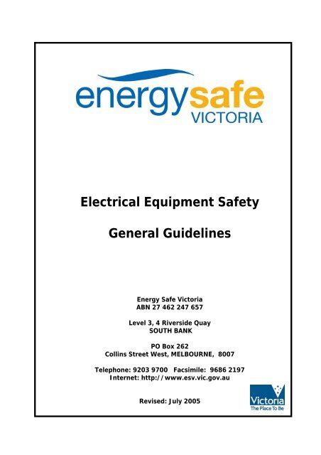 Electrical Equipment Safety General Guidelines Pdf Energy Safe