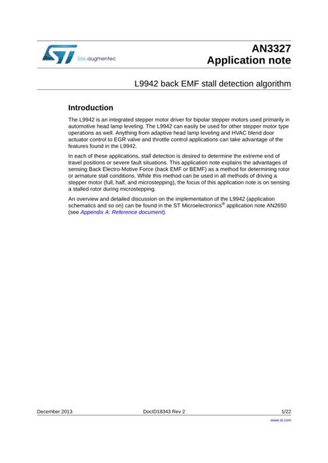 Pdf L9942 Back Emf Stall Detection Algorithm · L9942 Back Emf Stall Detection Algorithm