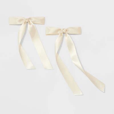 Satin Long Bow Hair Clip Set 2pc A New Day™ Ivory Securing Hair All